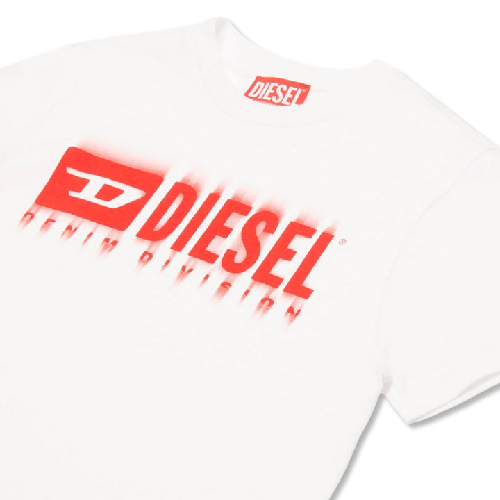 Diesel – Unisex White Diesel-Print Cotton T-Shirt