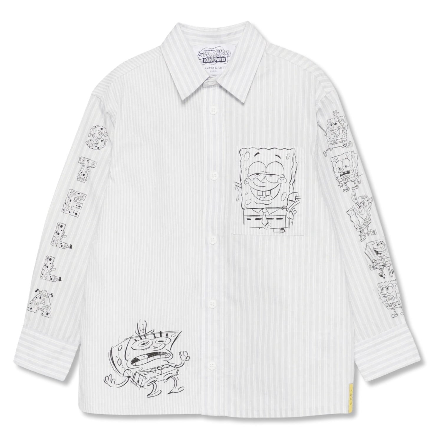 STELLAMCCARTNEY KIDS – Boys White & Grey x SpongeBob Striped Shirt ...