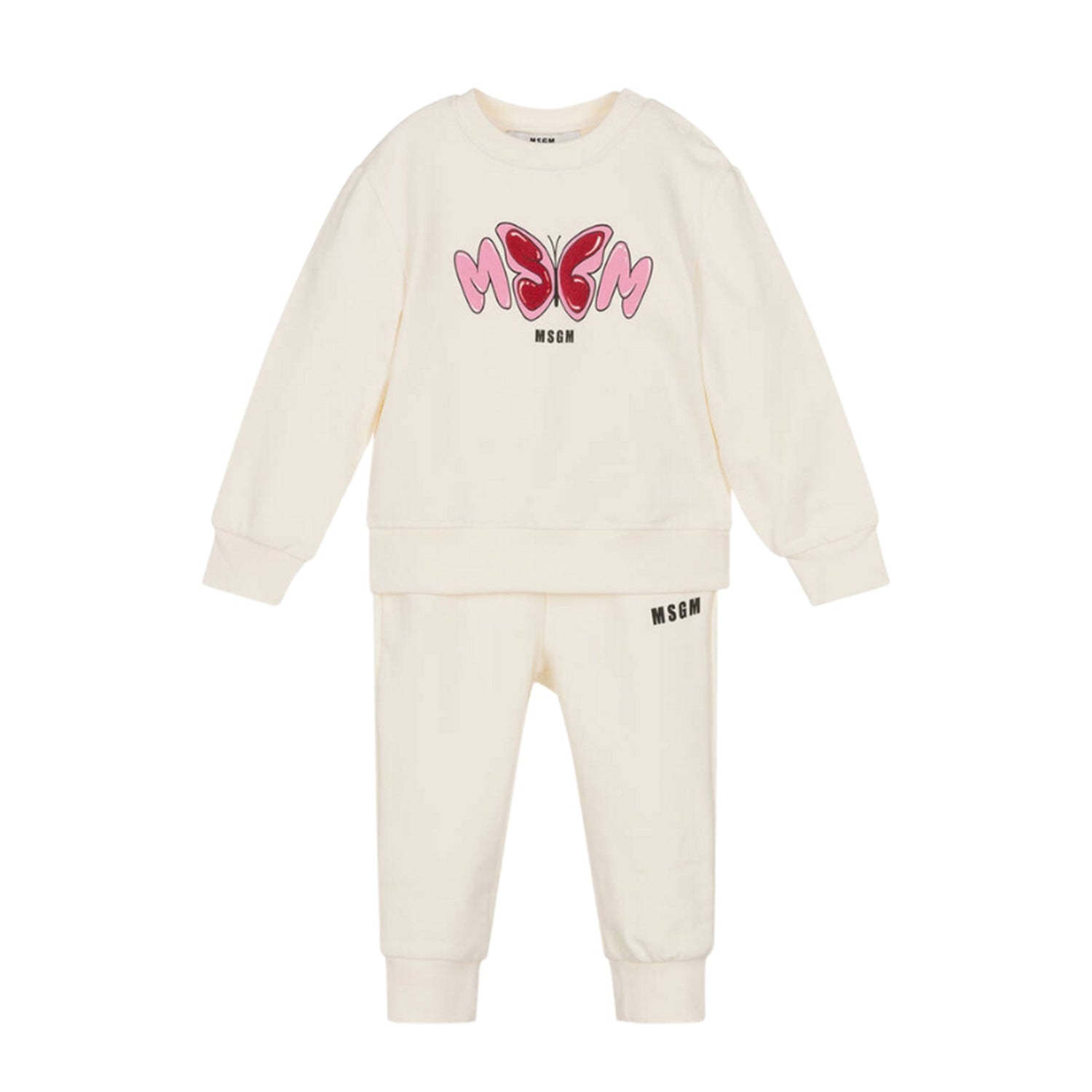 MSGM – Girls Ivory Cotton Butterfly Tracksuit