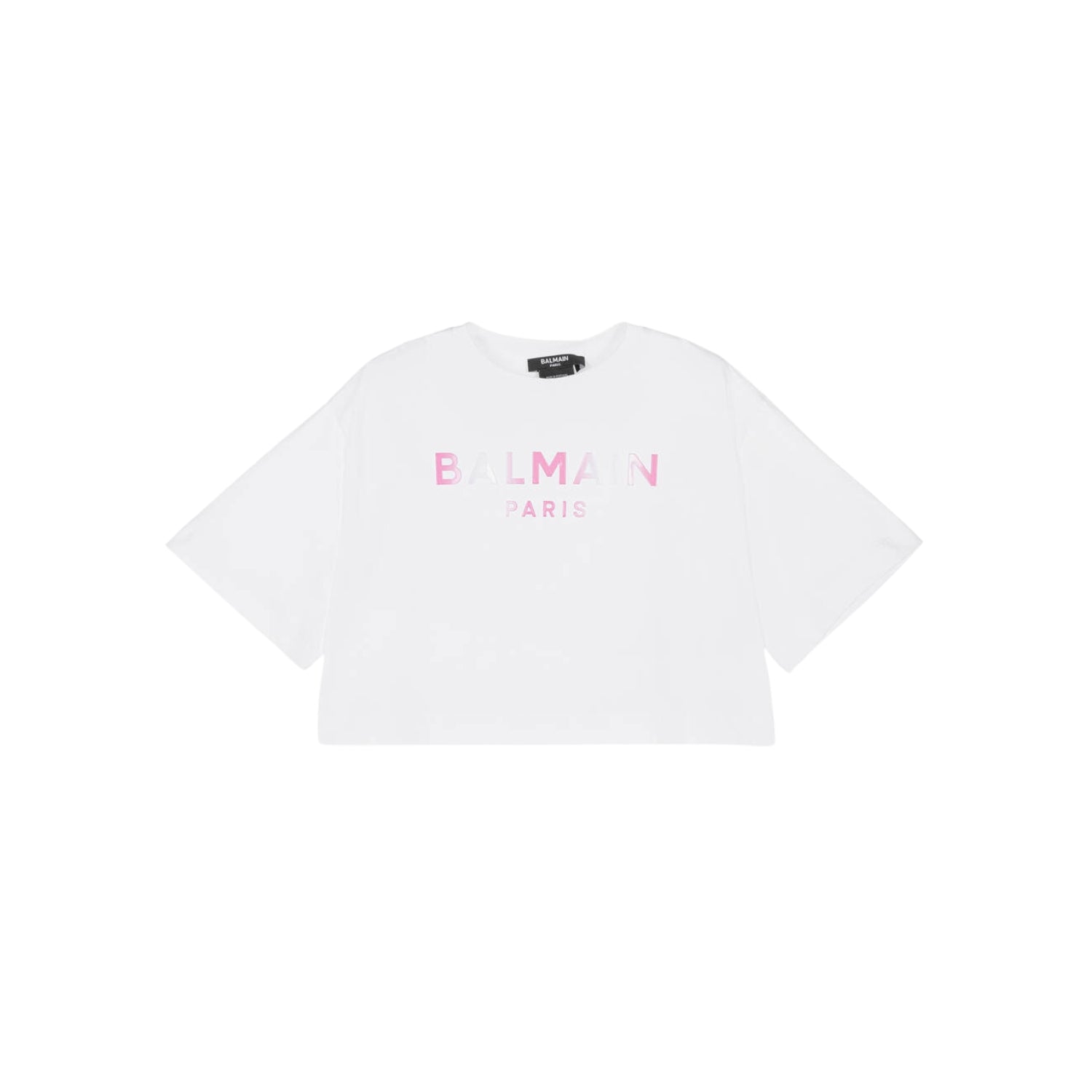 Balmain – Girls White and Pink Logo T-Shirt