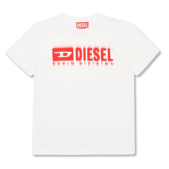 Diesel – Unisex White Diesel-Print Cotton T-Shirt – Little Tags Luxury