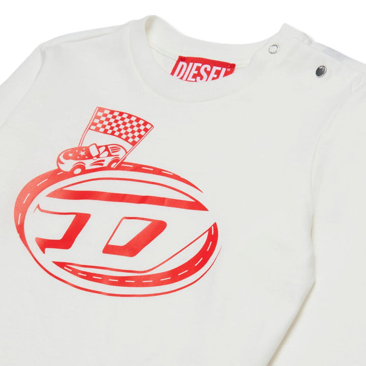 Diesel – Baby Boys White Logo-Print T-shirt – Little Tags Luxury