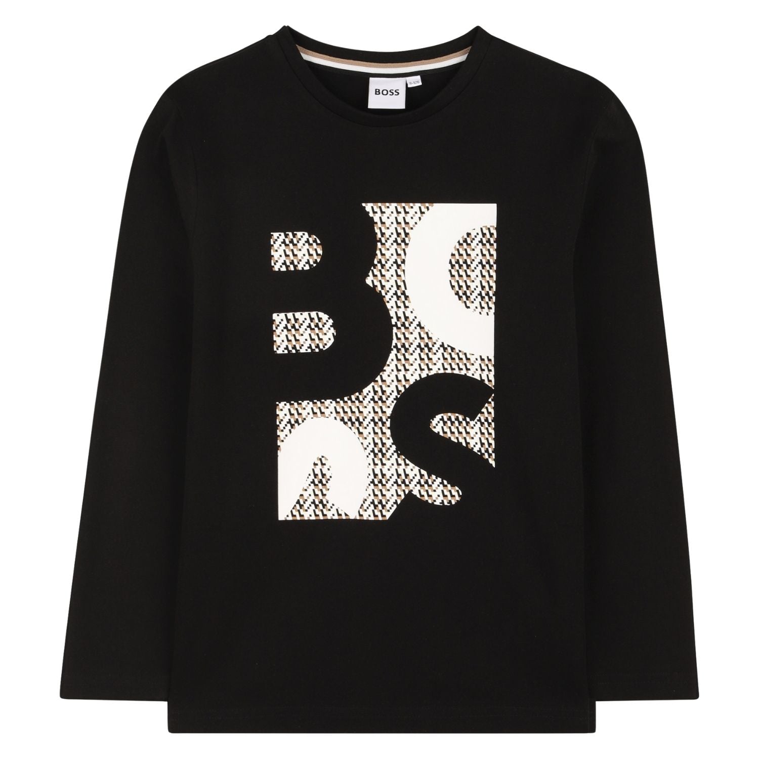 Boss – Boys Black Disjointed Logo-Print T-Shirt – Little Tags Luxury